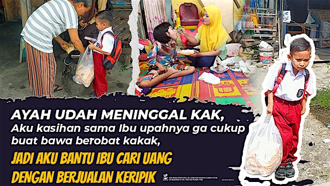 Bocah Yatim Jual Keripik Hidupi Kakak Atrofi Otak